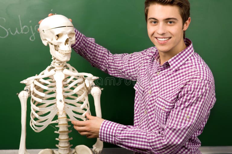 Student with skeleton stock photo. Image of education - 21956424