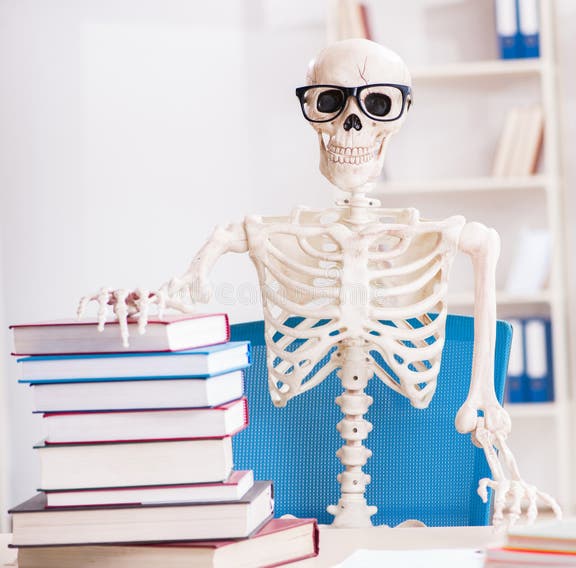 Student Skeleton Preparing for Exams Stock Photo - Image of halloween ...