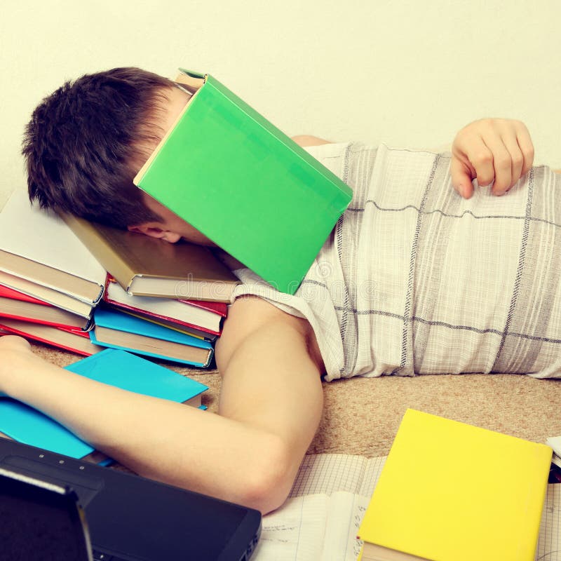 Student Sleep with the Books Stock Photo - Image of cover, books: 54773558