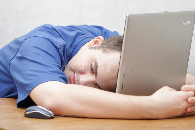 Student Sleeping on His Laptop Stock Image - Image of indoors ...