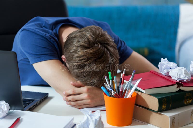 Student Sleeping on His Notes Stock Photo - Image of high, lifestyle ...