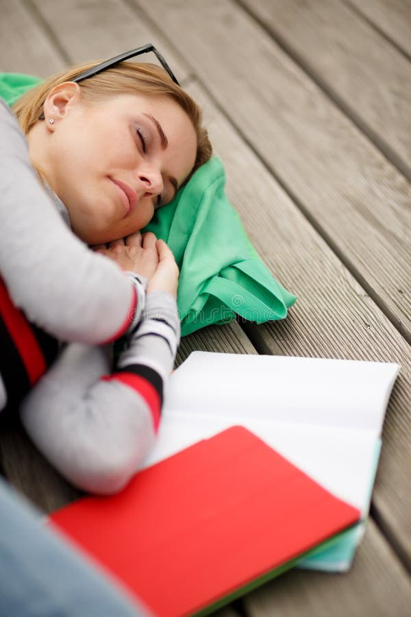 Tired Student Fell Asleep For Textbooks In Yard Stock Image - Image of ... Tired Student Fell Asleep For Textbooks In Yard Stock Image - Image of ...