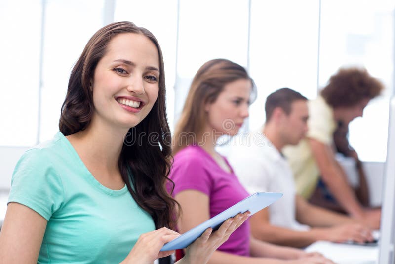 Student Smiling at Camera in Computer Class Stock Photo - Image of ...
