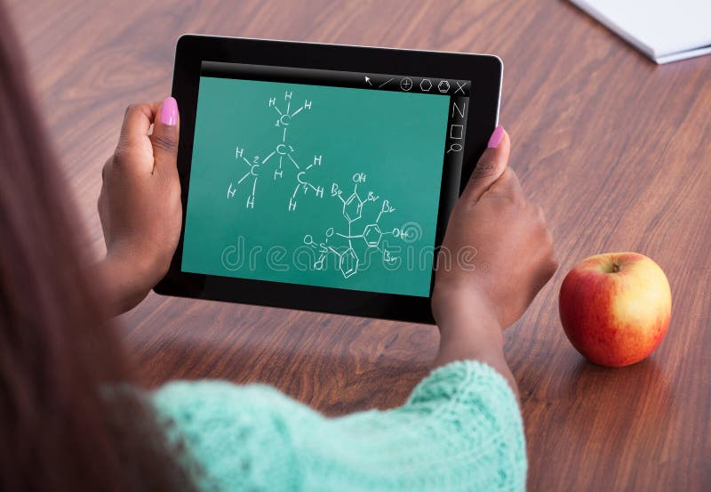 Student Solving Math S Problem on Digital Tablet in Classroom Stock ...