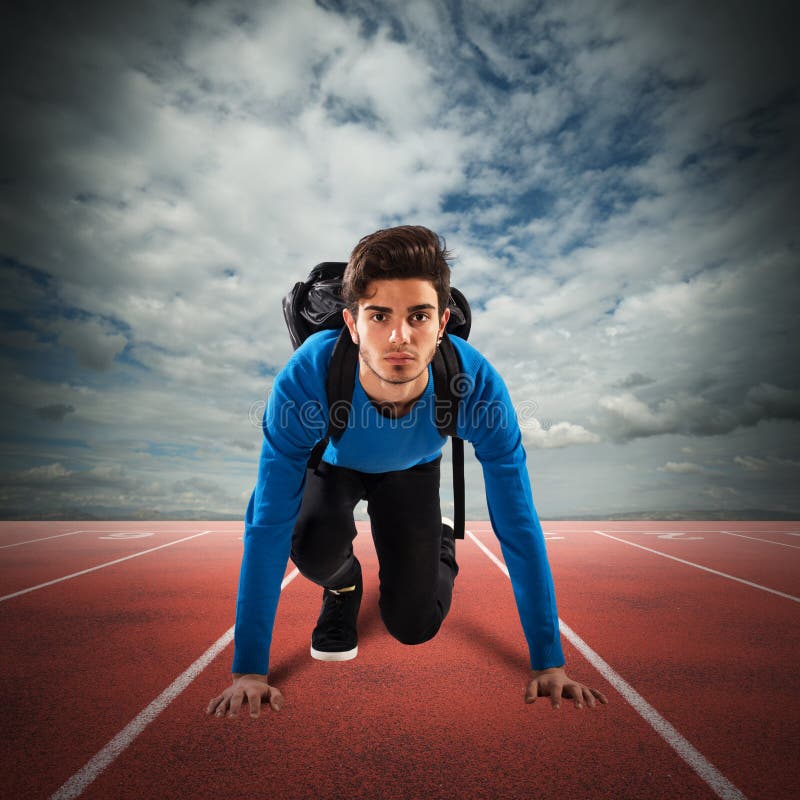 Student sprinter stock image. Image of cloud, active - 70442243