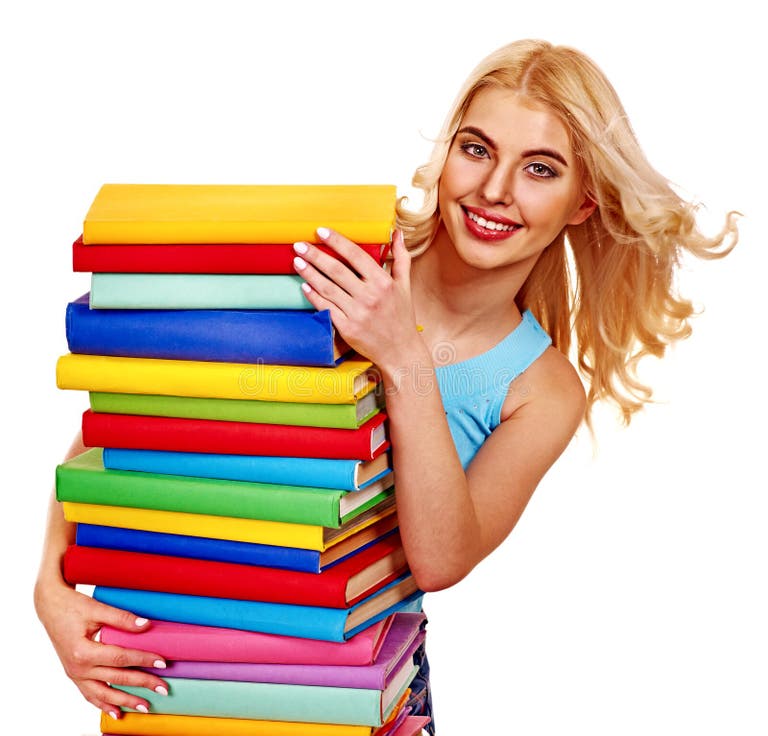 Student with stack book. stock image. Image of learning - 39607125