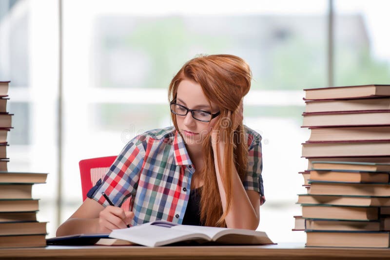 The Student with Stacks of Books Preparing for Exams Stock Photo ... The Student with Stacks of Books Preparing for Exams Stock Photo ...