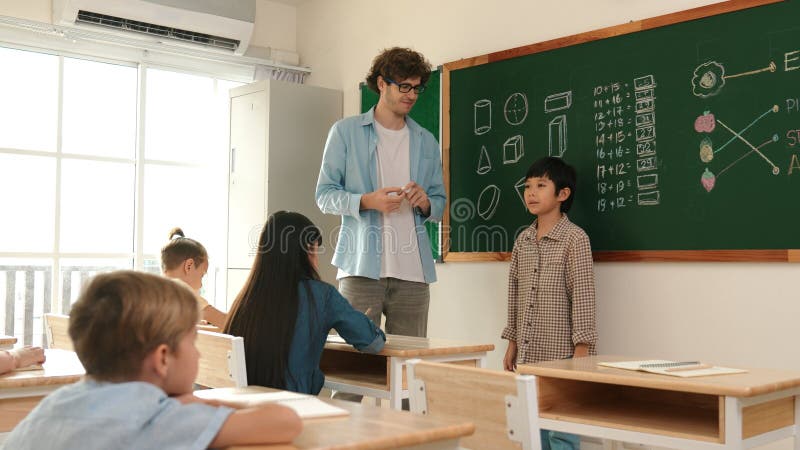 Student Stand at in Front of Class and Start To Introduce Himself ...