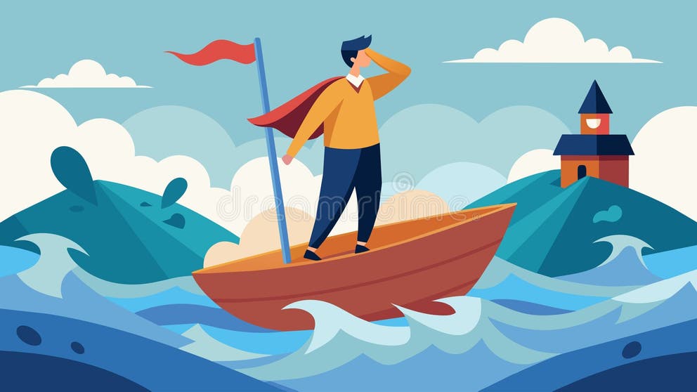 A Student Standing on a Boat Navigating through Choppy Waters and ...