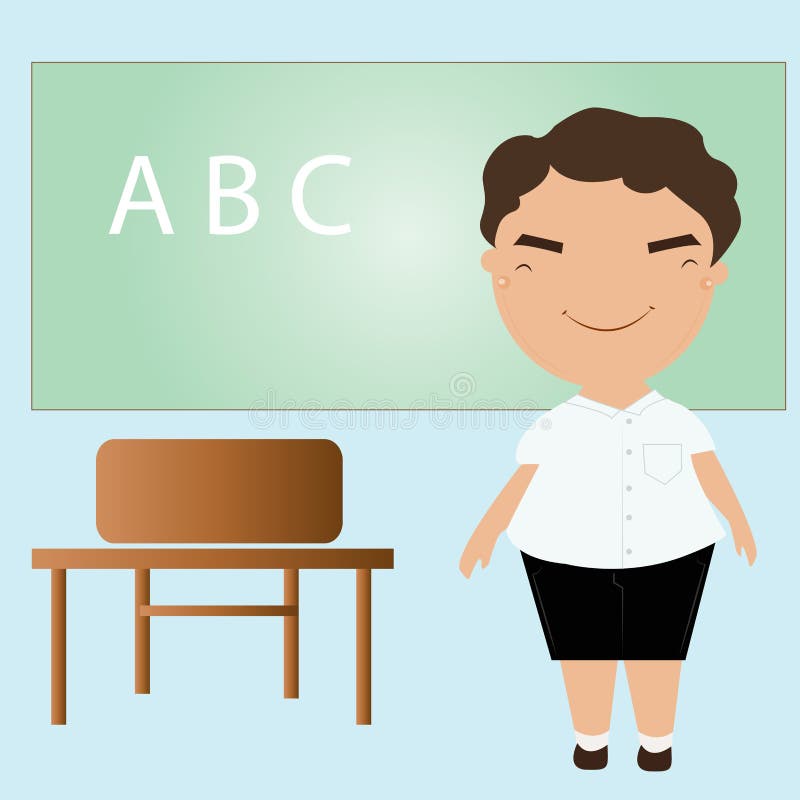 Student Standing in Front of a Blackboard Stock Illustration ...