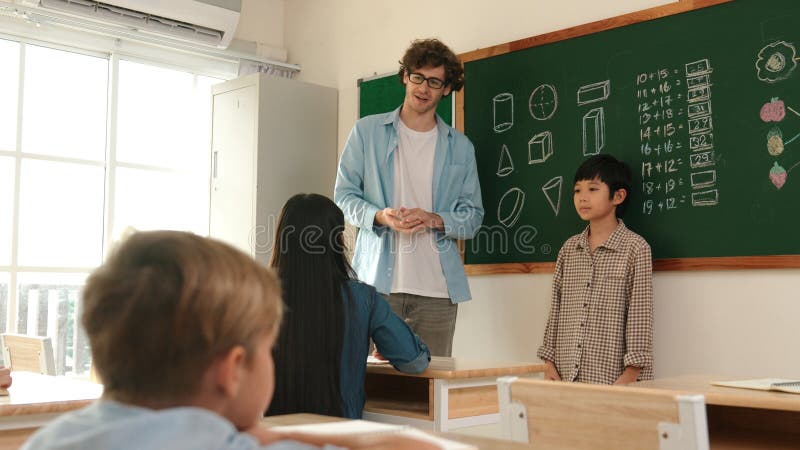 Student Stand at in Front of Class and Start To Introduce Himself ...