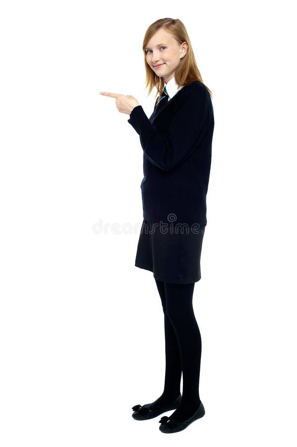 Student Standing Sideways and Pointing Forward Stock Photo - Image of ...