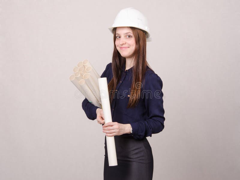 Student Stands with Blueprints in Hand Stock Photo - Image of drawing ...