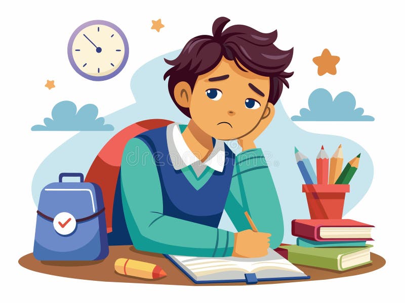 A Student is Stressed and Burdened with a Heavy Academic Workload ...