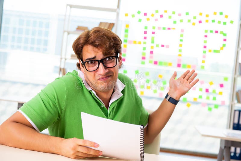 The Student Struggling at the Exam in Classroom Stock Photo - Image of ...