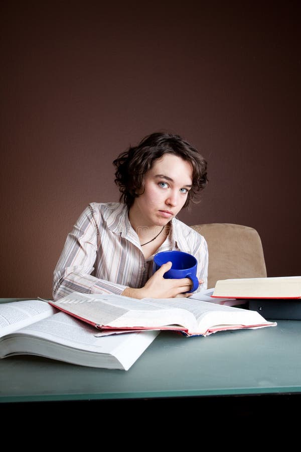 Student studies alone stock image. Image of school, woman - 12134805