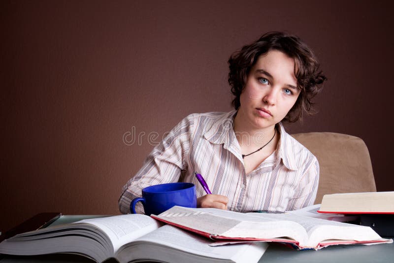 Student studies alone stock image. Image of woman, preppy - 12134845