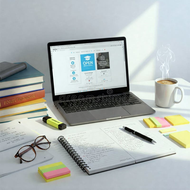 Student Study Desk Setup with Essentials - AI Generated Stock ...