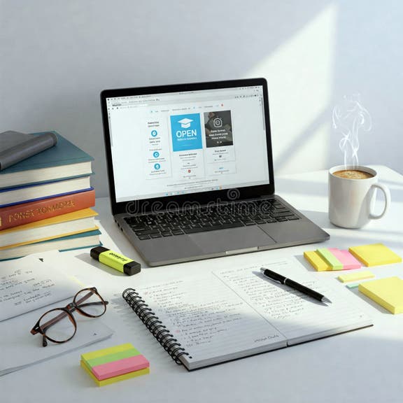 Student Study Desk Setup with Essentials - AI Generated Stock ...