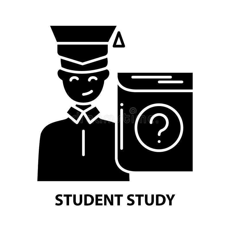Student Study Icon, Black Vector Sign with Editable Strokes, Concept ...