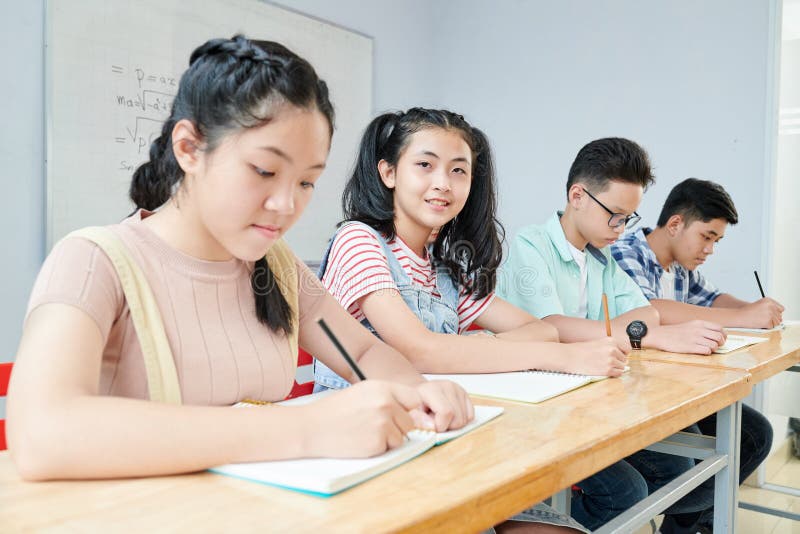 Student studying in class stock image. Image of intelligence - 193081245