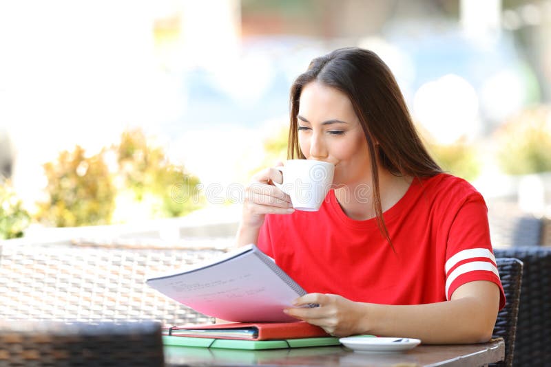 Student Studying Drinking Coffee in a Bar Stock Image - Image of ...