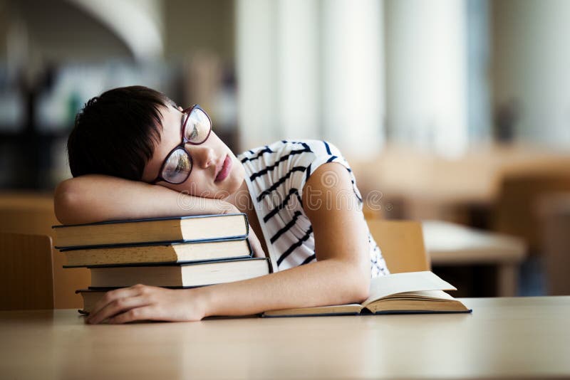 Student Studying Hard Exam and Sleeping Stock Image - Image of pretty ...