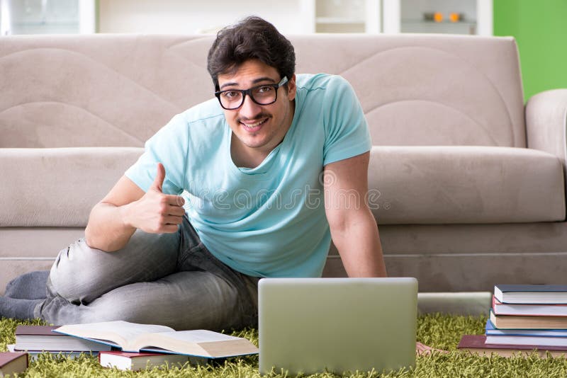 Student Studying at Home for Exams Stock Photo - Image of online ...