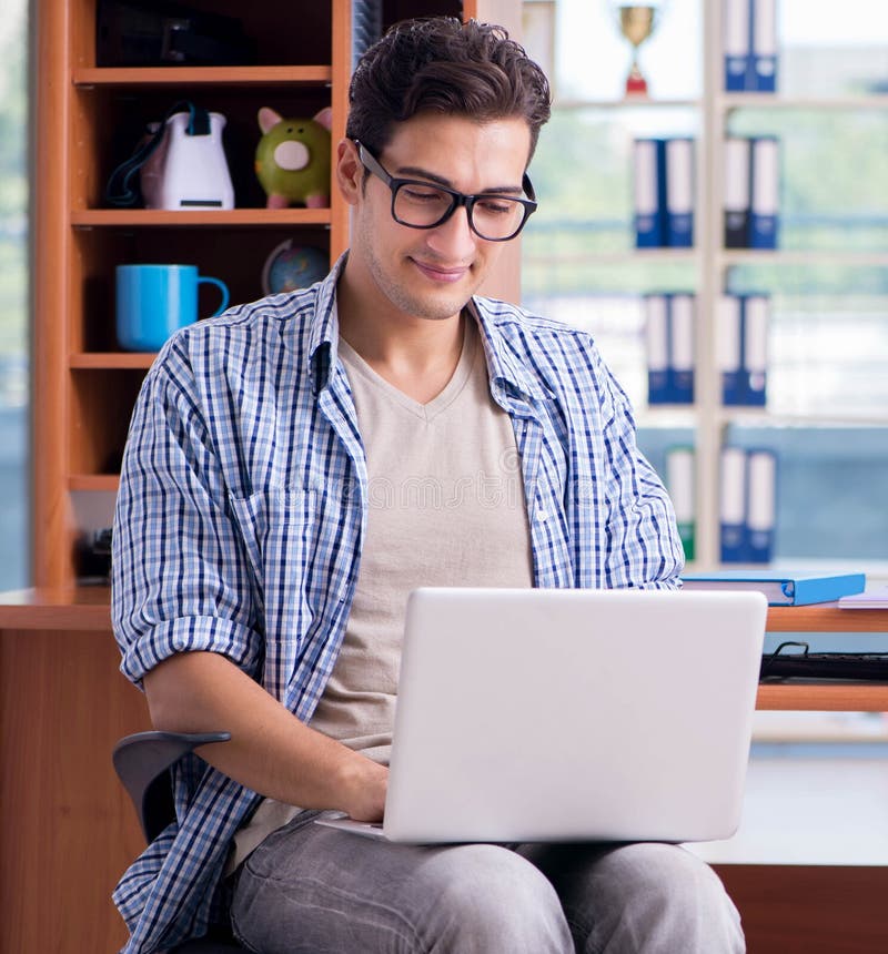Student Studying at Home Preparing for Exam Stock Photo - Image of ...