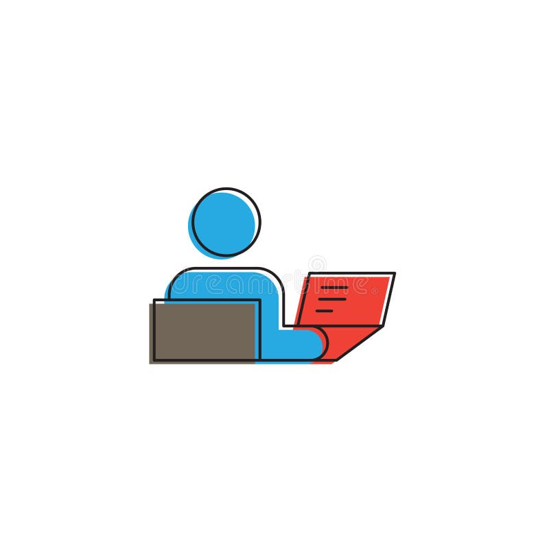 Student Studying on Laptop Vector Icon Symbol Isolated on White ...