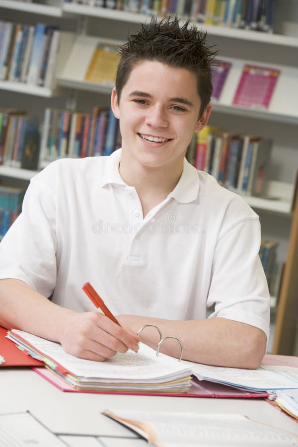 Student Studying in Library Stock Image - Image of brown, studying: 6081363