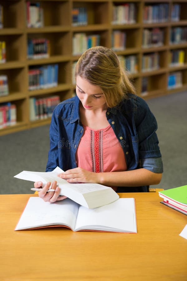 Student Studying in the Library Stock Photo - Image of girl, revising ...