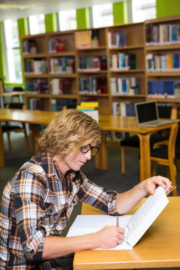 Student Studying in the Library Stock Photo - Image of library ...