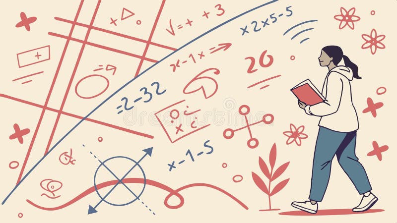 Student Studying with Math, Education and Learning Concept Illustration ...