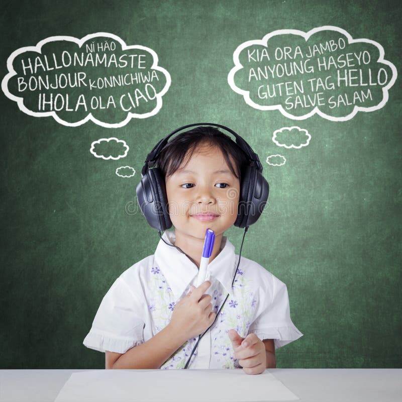 Student Studying Multi Language by Listening Stock Photo - Image of ...