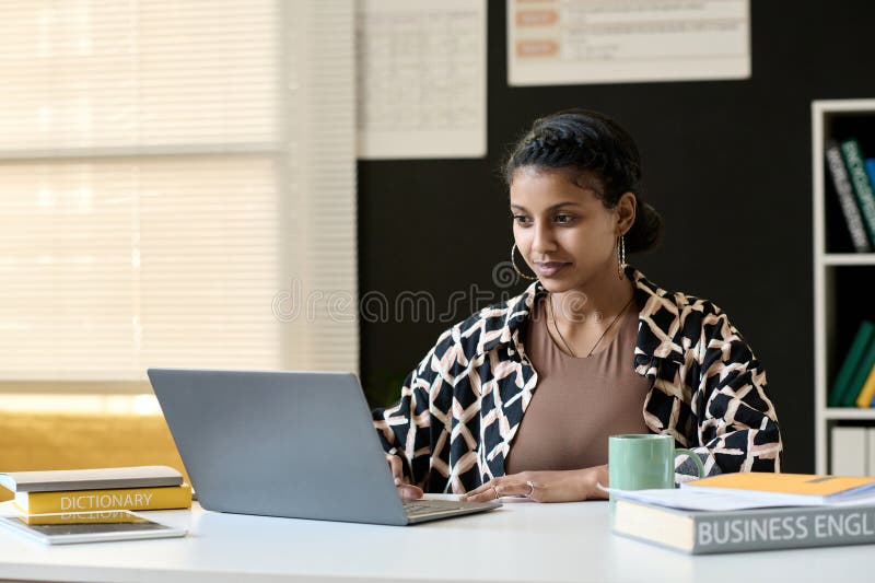 Student Studying Online on Laptop Stock Image - Image of french, laptop ...