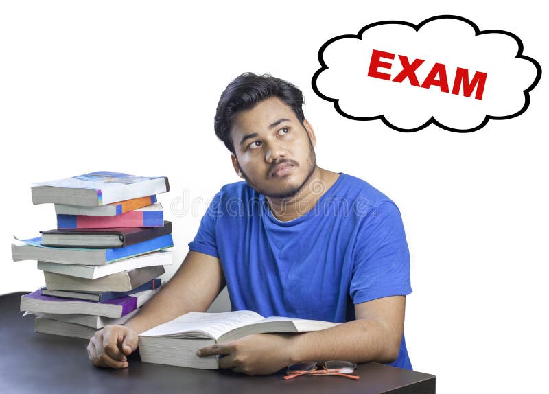 Thinking in an exam stock image. Image of guessing, thinking - 23515767