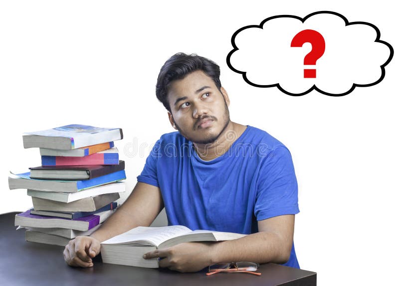 Student Studying and Thinking Stock Image - Image of eastern, indoors ...