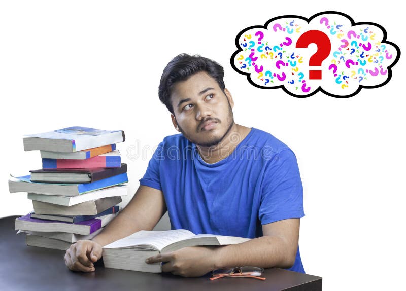 STUDENT STUDYING and THINKING Stock Image - Image of eastern, indoors ...