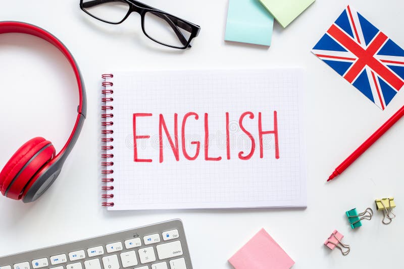 Student Table Desk - Learning English Lessons Concept Stock Photo ...