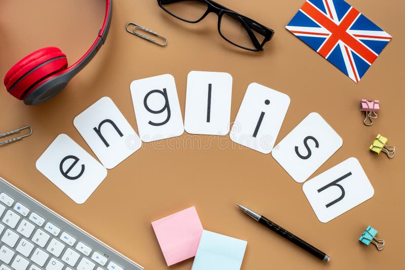 Student Table Desk - Learning English Lessons Concept Stock Image ...