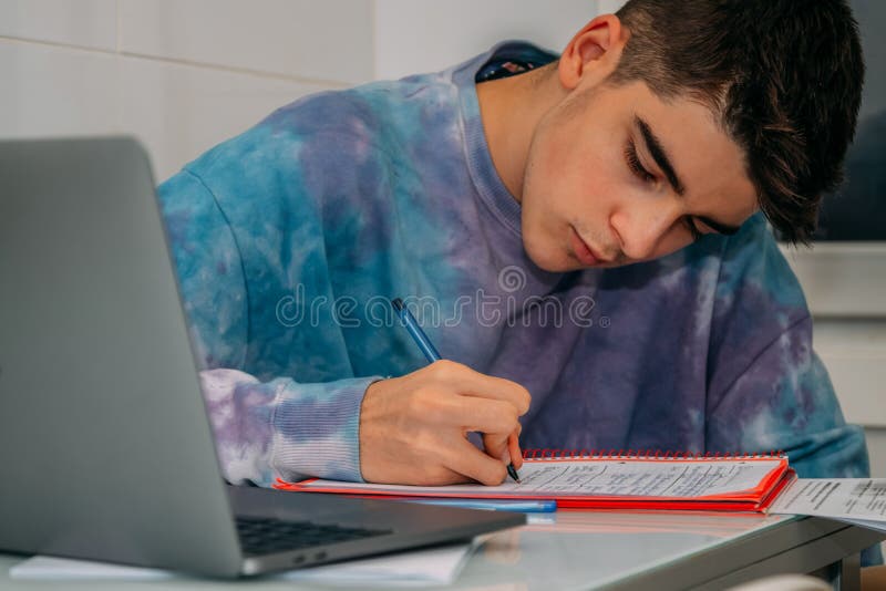 Student at the Table Writing Stock Photo - Image of enrollment ...