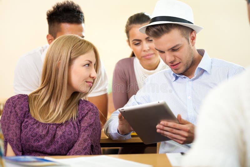 Student with Tablet on Class Stock Image - Image of lifestyle, cheerful ...