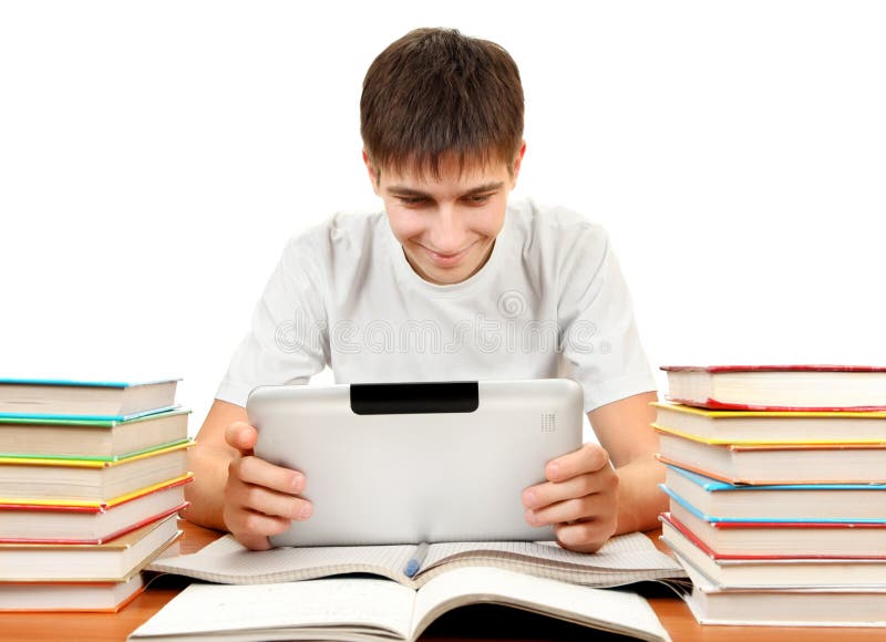 Student with Tablet Computer Stock Image - Image of indoor, gadget ...