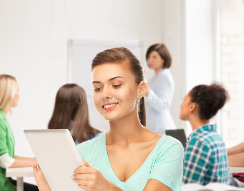Student with Tablet Pc in College Stock Photo - Image of classroom ...