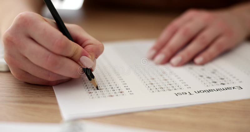 Student Take Exam with Hands and Write the Exam Test with Pencil Stock ...