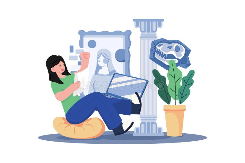 A Student Takes Notes during a History Class Stock Vector ...