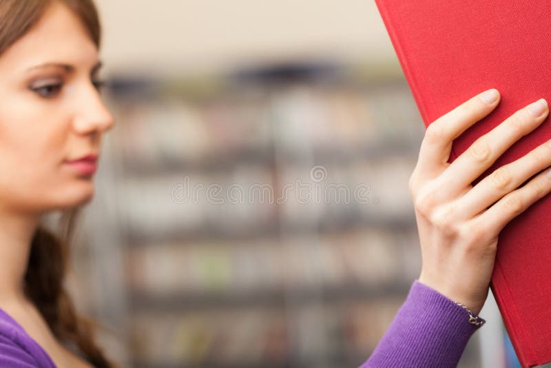 Student Taking a Book in a Library Stock Image - Image of learn, books ...