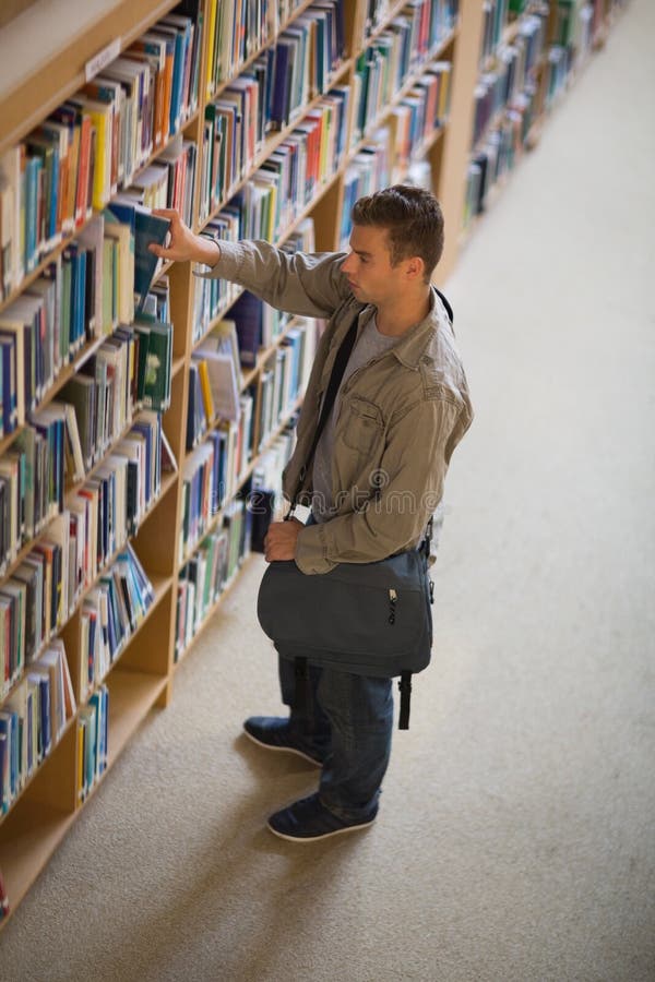 Student Taking a Book from Shelf in Library Stock Photo - Image of ...