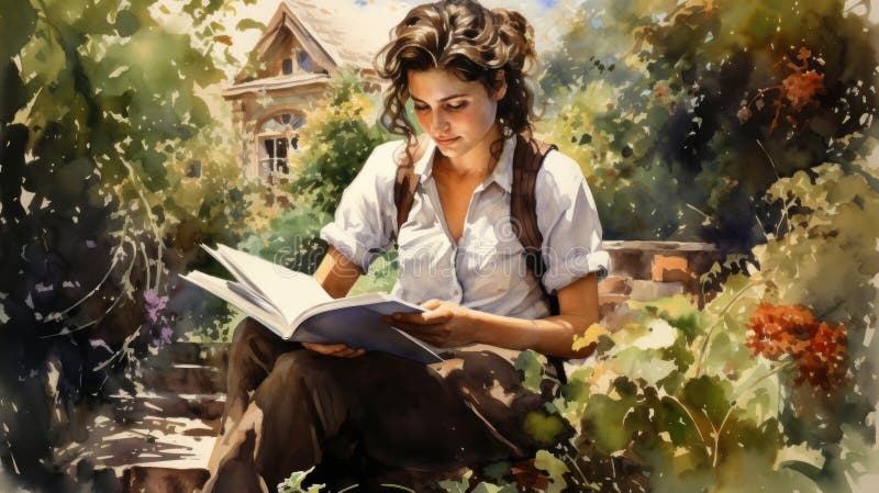 Student Taking a Break in the School Garden AI Generated Stock ...